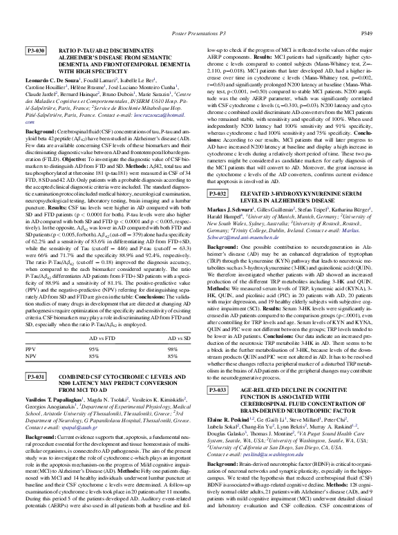 (PDF) Ratio P-Tau/Ab42 discriminates Alzheimer’s disease from semantic ...