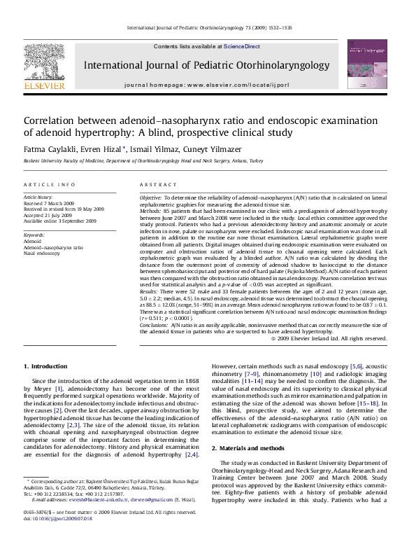 (PDF) Correlation between adenoid–nasopharynx ratio and endoscopic ...