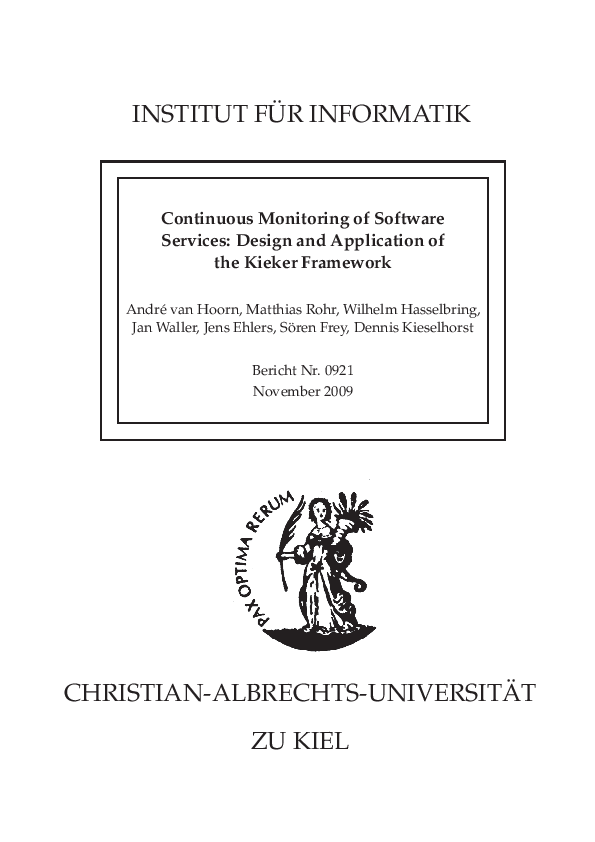 (PDF) Continuous monitoring of software services: Design and application of the Kieker framework