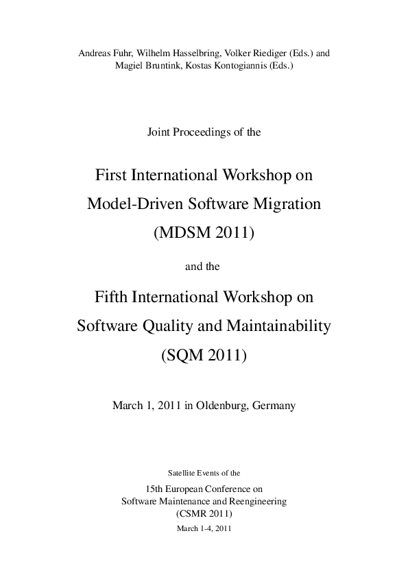 (PDF) DynaMod project: Dynamic analysis for model-driven software modernization