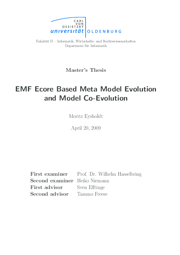 (PDF) EMF Ecore based meta model evolution and model co-evolution