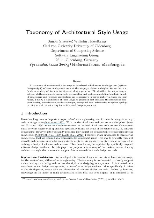 (PDF) Taxonomy of architectural style usage