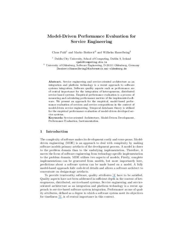 (PDF) Model-Driven Performance Evaluation for Service Engineering