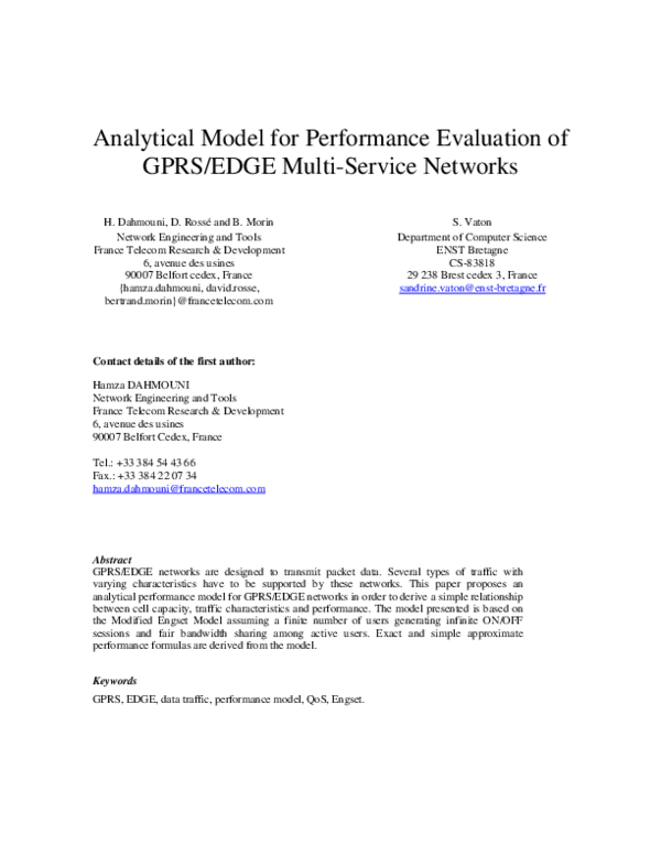 (PDF) Analytical Model for Performance Evaluation of a Novel Optical Packet/Burst Switch