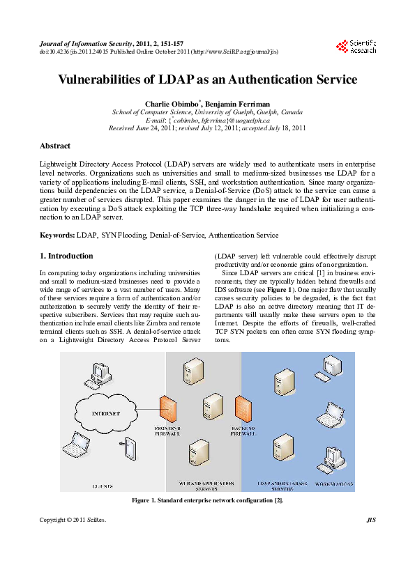 (PDF) Vulnerabilities of LDAP As An Authentication Service