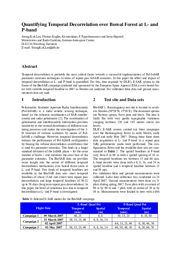 (PDF) Quantifying Temporal Decorrelation over Boreal Forest at L- and P ...