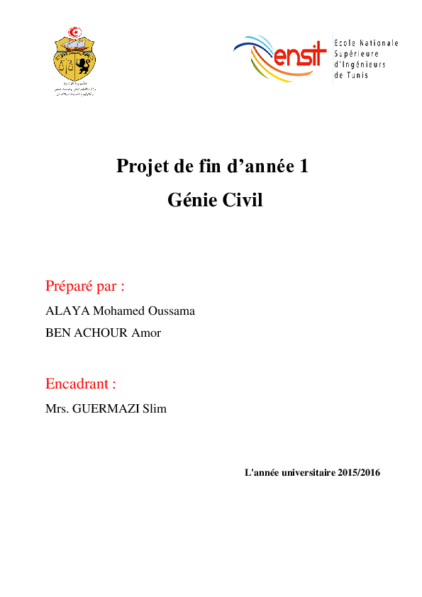 (PDF) Projet de fin d'année 1 Génie Civil ; sécurité des travaux