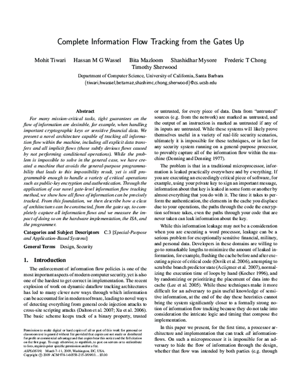 Complete information flow tracking from the gates up