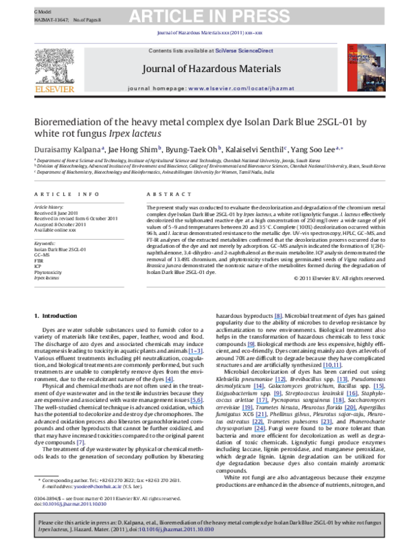 (PDF) Bioremediation of the heavy metal complex dye Isolan Dark Blue ...