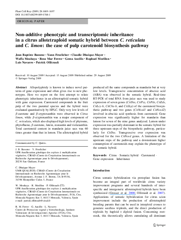 (PDF) Non-additive phenotypic and transcriptomic inheritance in a ...