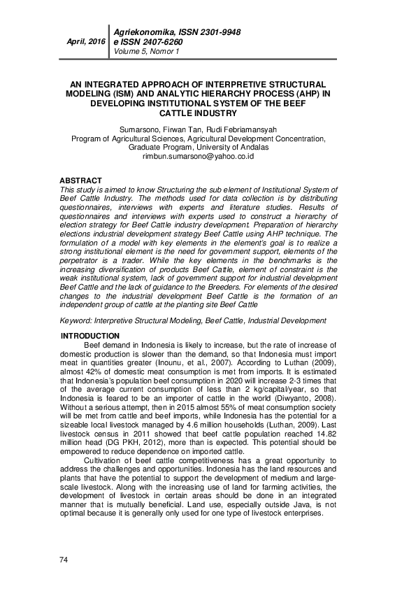 Pdf An Integrated Approach Of Interpretive Structural Modeling Ism And Analytic Hierarchy