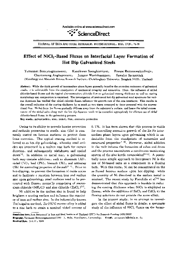 (PDF) Effect of NiCl2-Based Fluxes on Interfacial Layer Formation of ...