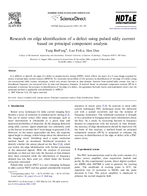 (PDF) Research on edge identification of a defect using pulsed eddy current based on principal ...