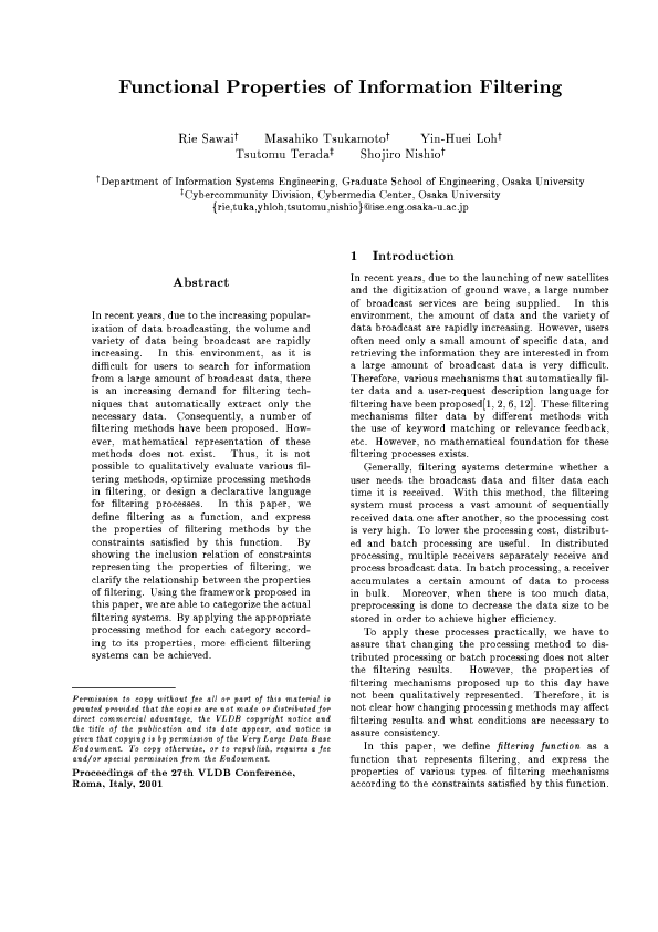 (PDF) On functional properties of information filtering