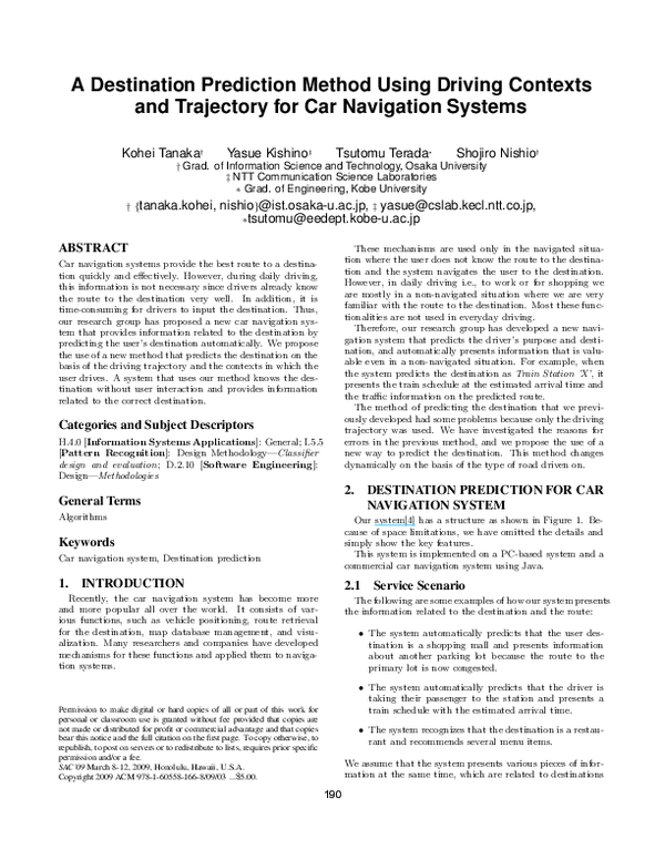 (PDF) A destination prediction method using driving contexts and ...
