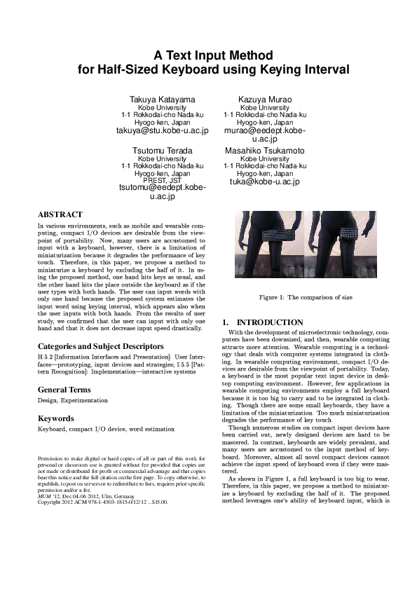 (PDF) A text input method for half-sized keyboard using keying interval