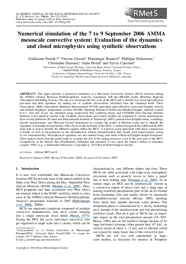 (PDF) Numerical simulation of the 7 to 9 September 2006 AMMA mesoscale convective system ...