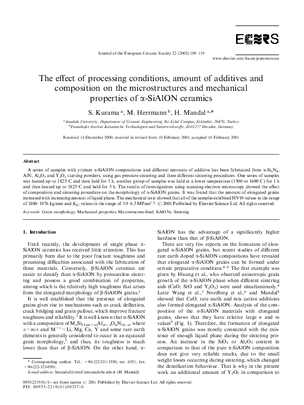 (PDF) The effect of processing conditions, amount of additives and composition on the ...