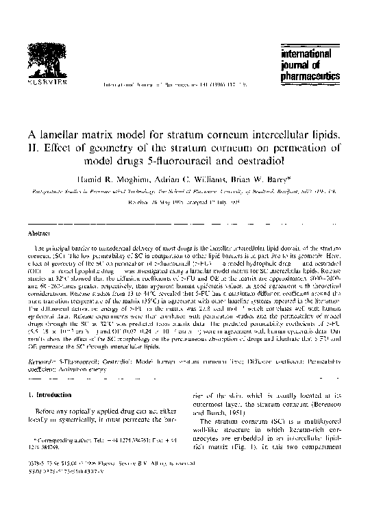 (PDF) A lamellar matrix model for stratum corneum intercellular lipids ...