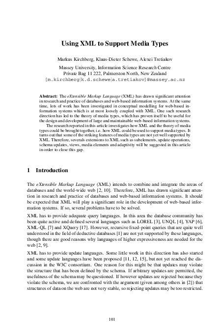 (PDF) Using XML to support media types