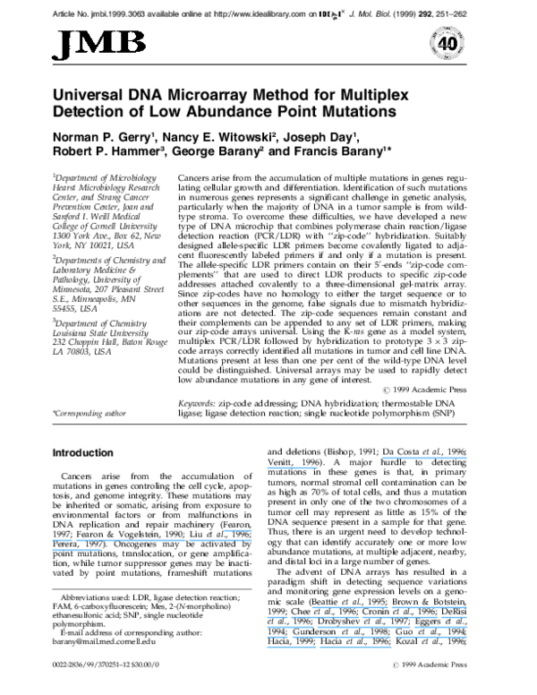 Pdf Universal Dna Microarray Method For Multiplex Detection Of Low Abundance Point Mutations1
