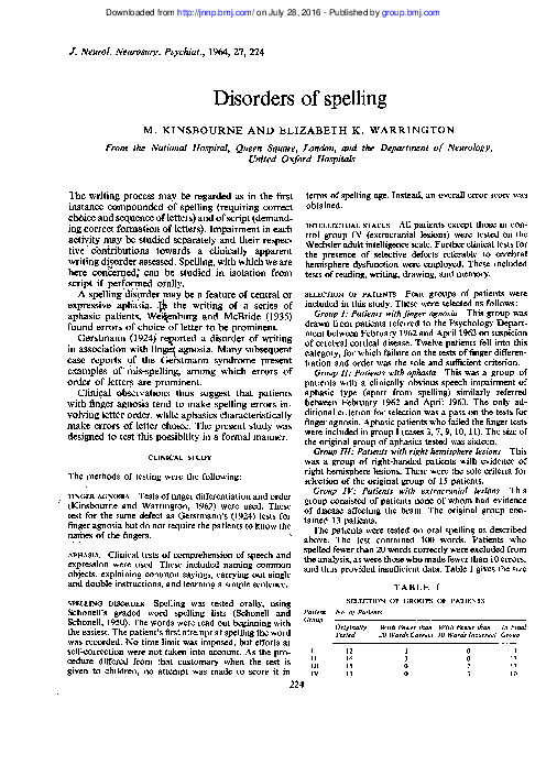 (PDF) Disorders of spelling | Elizabeth Warrington - Academia.edu