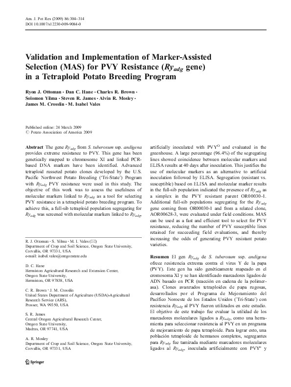 (PDF) Validation and Implementation of Marker-Assisted Selection (MAS ...