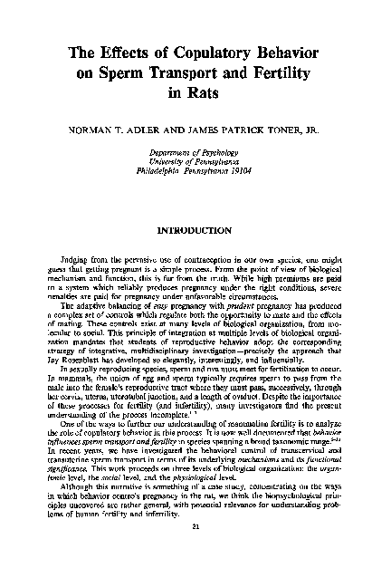 (PDF) The Effects of Copulatory Behavior on Sperm Transport and ...