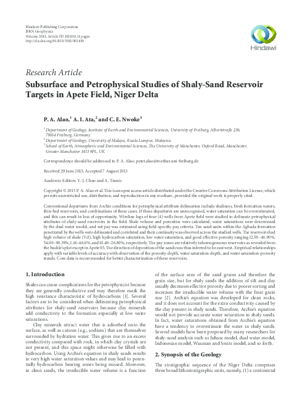 (PDF) Comparative analysis of hydrocarbon potential in shaly sand ...