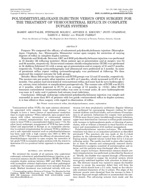 (PDF) Polydimethylsiloxane Injection Versus Open Surgery for the ...