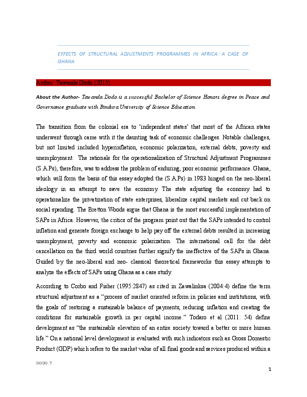(PDF) EFFECTS OF STRUCTURAL ADJUSTMENTS PROGRAMMES IN AFRICA: A CASE OF ...