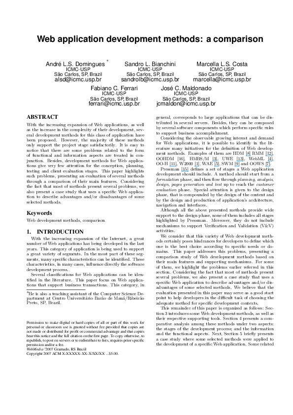 (PDF) Web application development methods: A comparison
