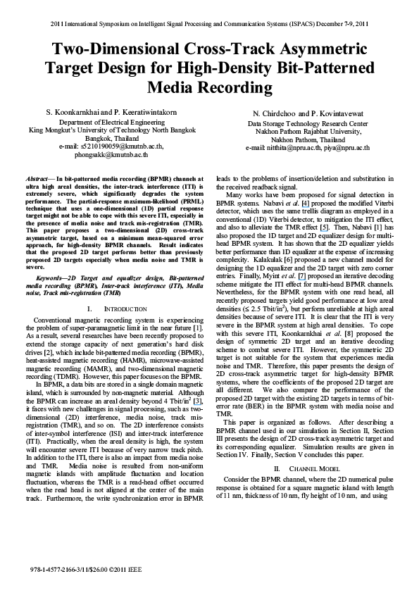 (PDF) Two-dimensional cross-track asymmetric target design for high-density bit-patterned media ...