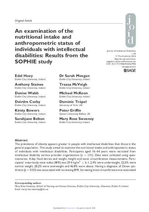 (PDF) An examination of the nutritional intake and anthropometric ...