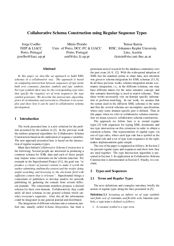 (PDF) Collaborative schema construction using regular sequence types