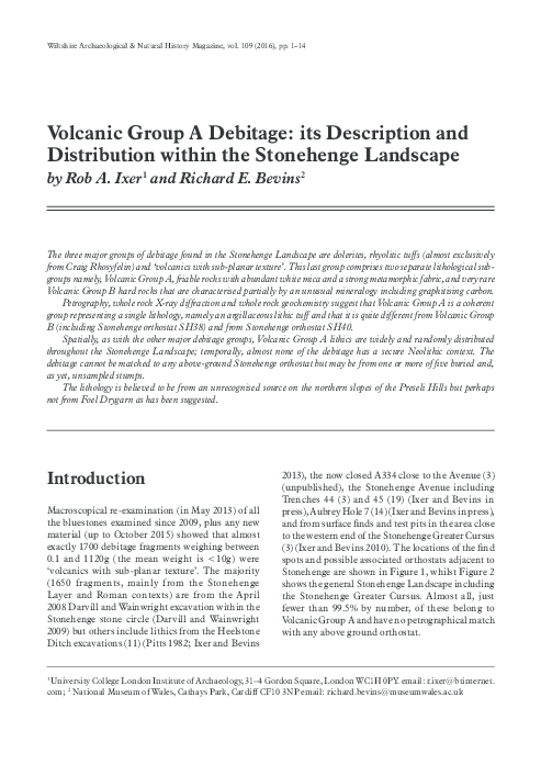 (PDF) VOLCANIC GROUP A DEBITAGE WITHIN THE STONEHENGE LANDSCAPE ...