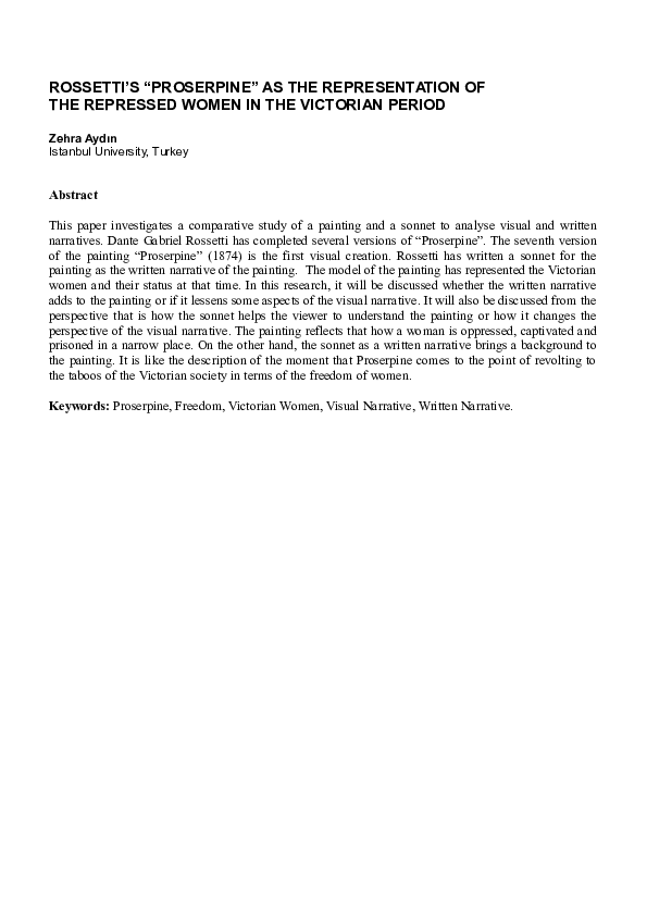 (DOC) Rossetti's " Proserpine " as the Representation of the Repressed ...