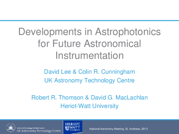 (PDF) Developments in Astrophotonics for Future Astronomical ...