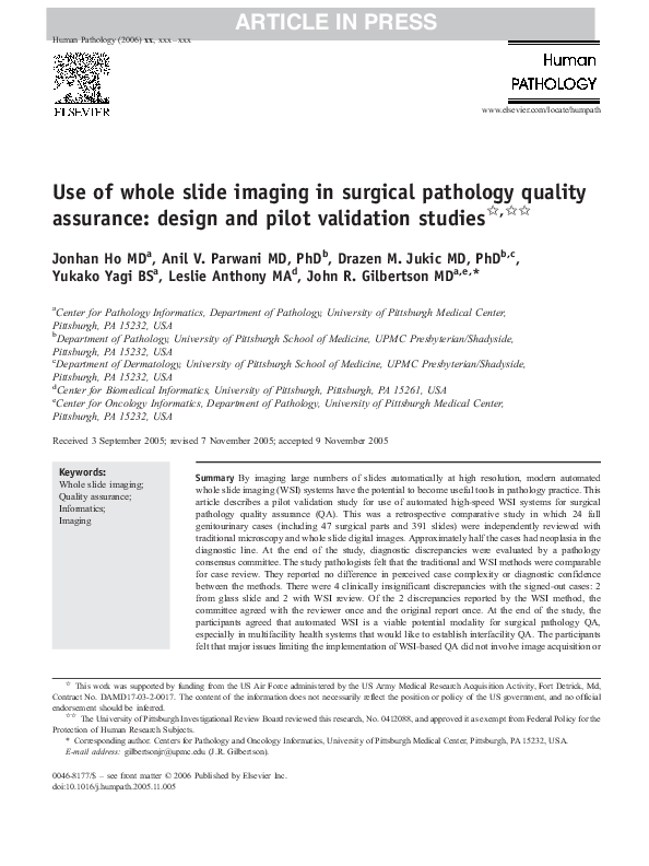 (PDF) Use of whole slide imaging in surgical pathology quality ...