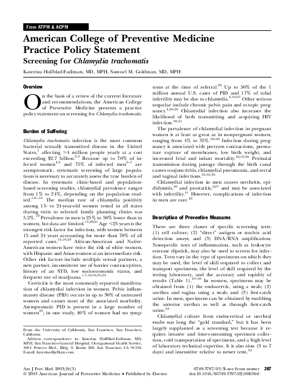 (PDF) American College of Preventive Medicine Practice Policy statement