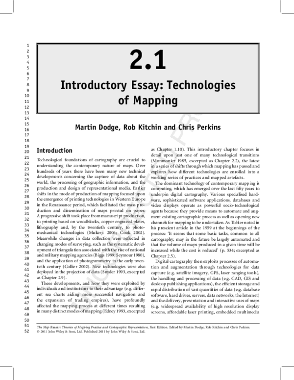 (PDF) Introductory essay: technologies of mapping