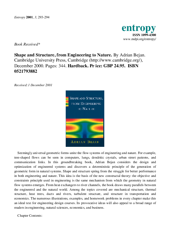 (PDF) Shape and structure from engineering to nature, author Adrian Bejan