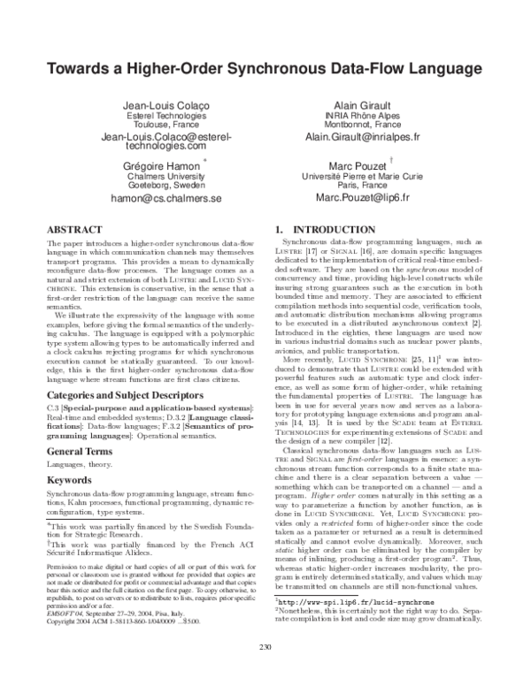 (PDF) Towards a higher-order synchronous data-flow language