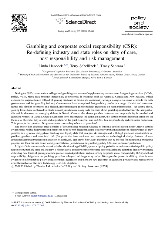 (PDF) Gambling and corporate social responsibility (CSR): Re-defining ...