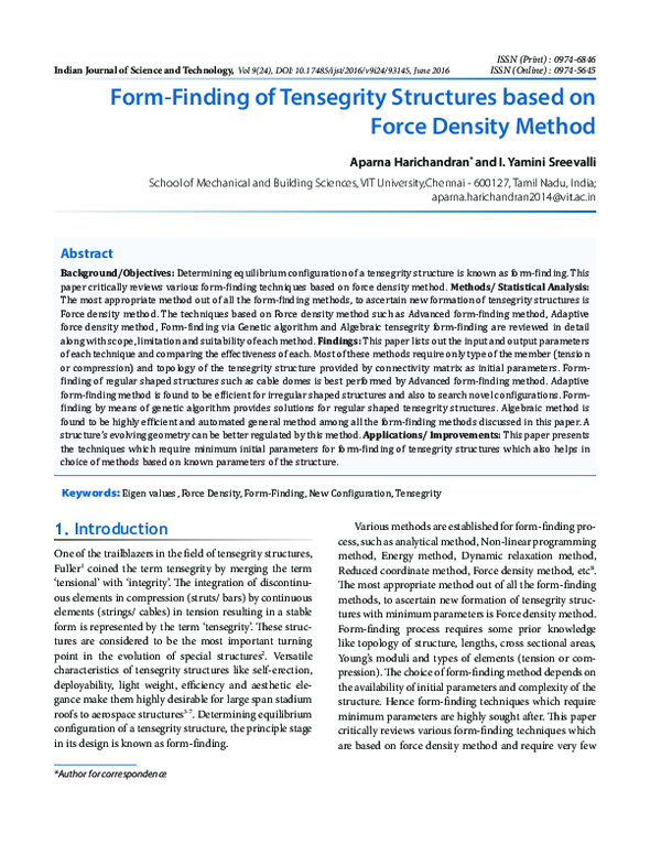(PDF) Form-Finding of Tensegrity Structures based on Force density method.pdf