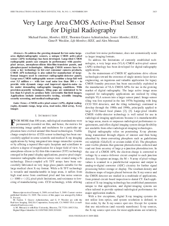 Pdf Very Large Area Cmos Active Pixel Sensor For Digital Radiography