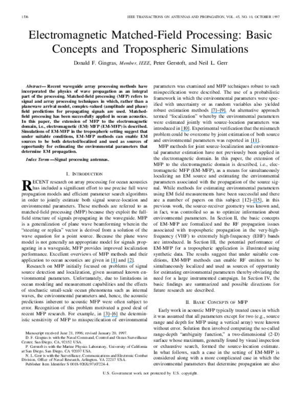(PDF) Electromagnetic matched-field processing: basic concepts and tropospheric simulations