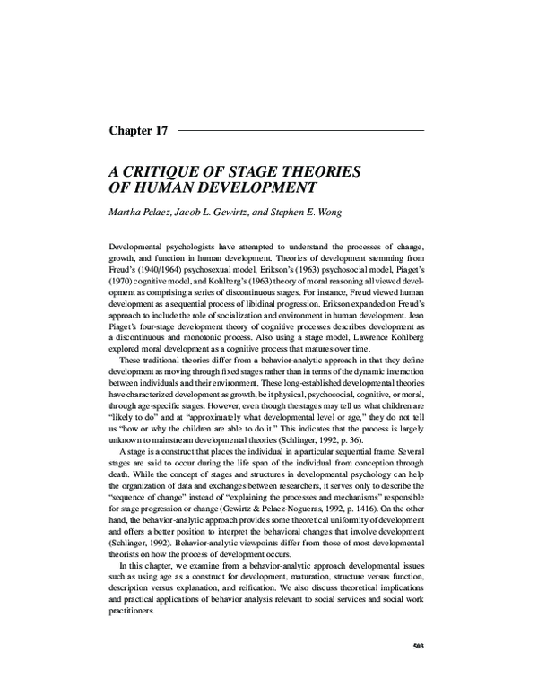 (PDF) A Critique of Stage Theories of Human Development