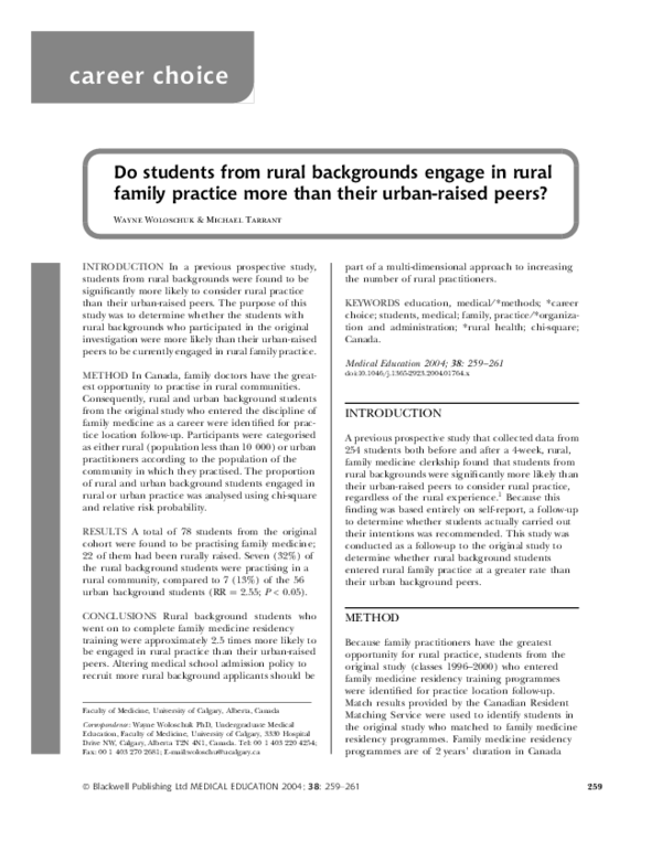 (PDF) Do students from rural backgrounds engage in rural family ...
