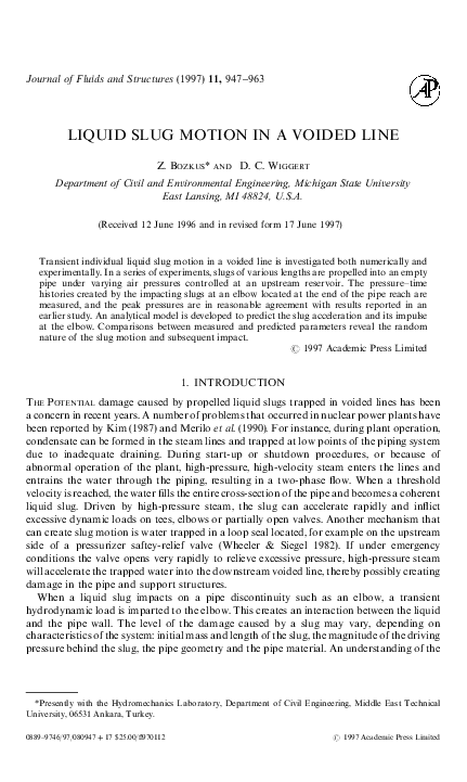 (PDF) Liquid Slug Motion in a Voided Line